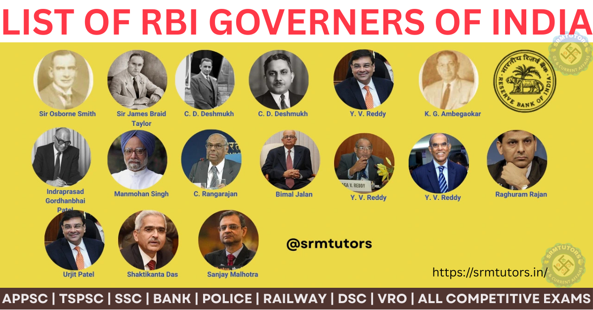 List of RBI Governors 1935-2025 - SRMTUTORS