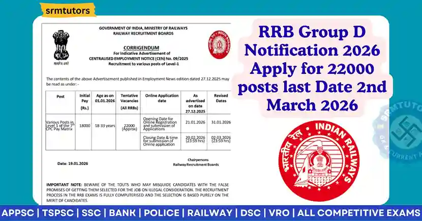 RRB Group D Notification 2026 Apply for 22000 posts last Date 2nd March ...